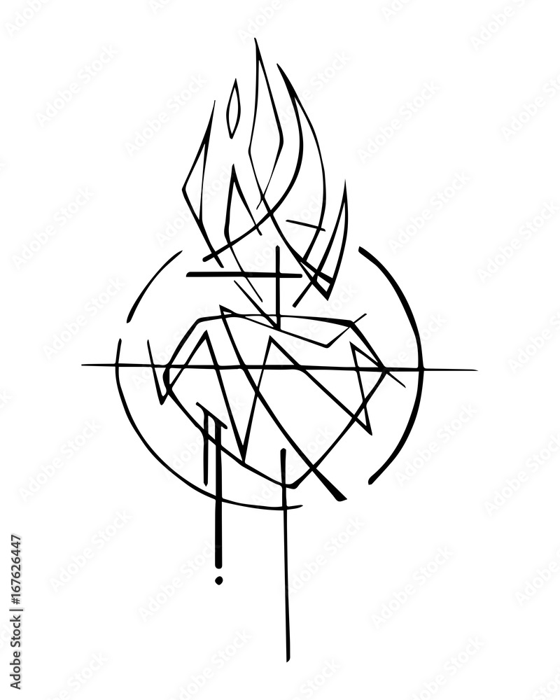 Jesus Christ Sacred Heart vector illustration Stock Vector | Adobe Stock