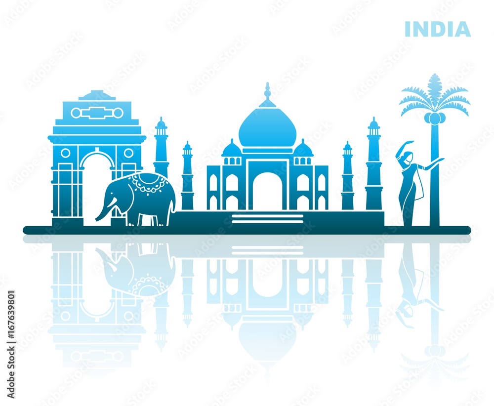 Traditional sights and symbols of India Stock Vector | Adobe Stock