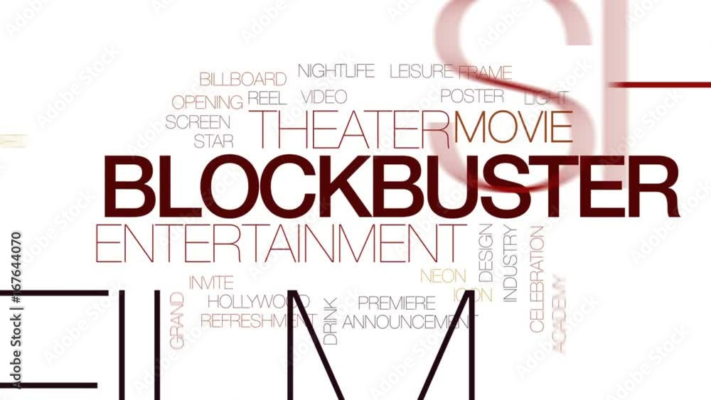 Blockbuster animated word cloud, text design animation. Kinetic ...