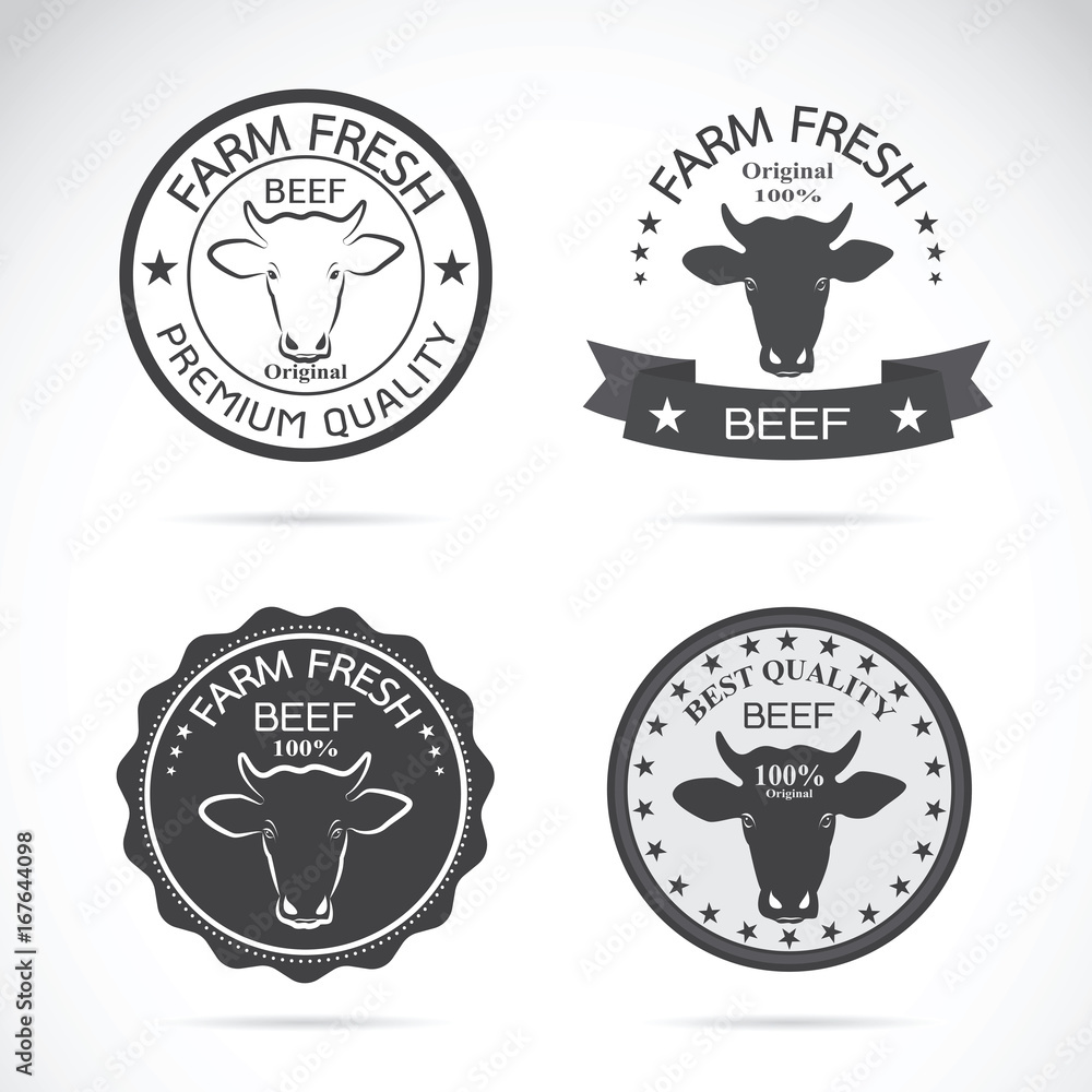 Set of vector cow labels on white background. Farm Animal. Stock Vector ...