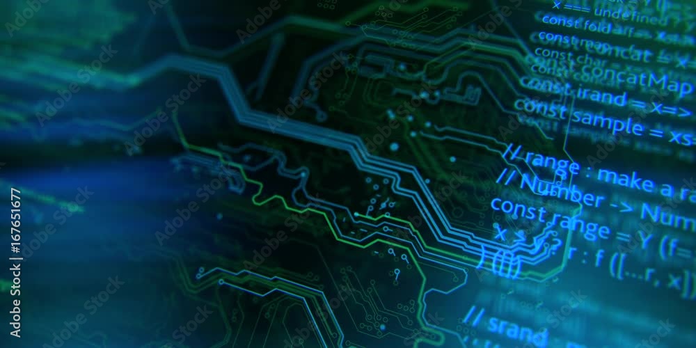 Terminal video. Technology background. Circuit board futuristic server ...