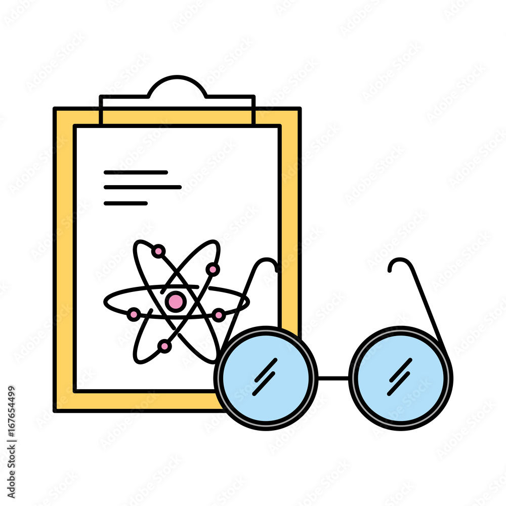 laboratory glasses with clipboard vector illustration design Stock ...