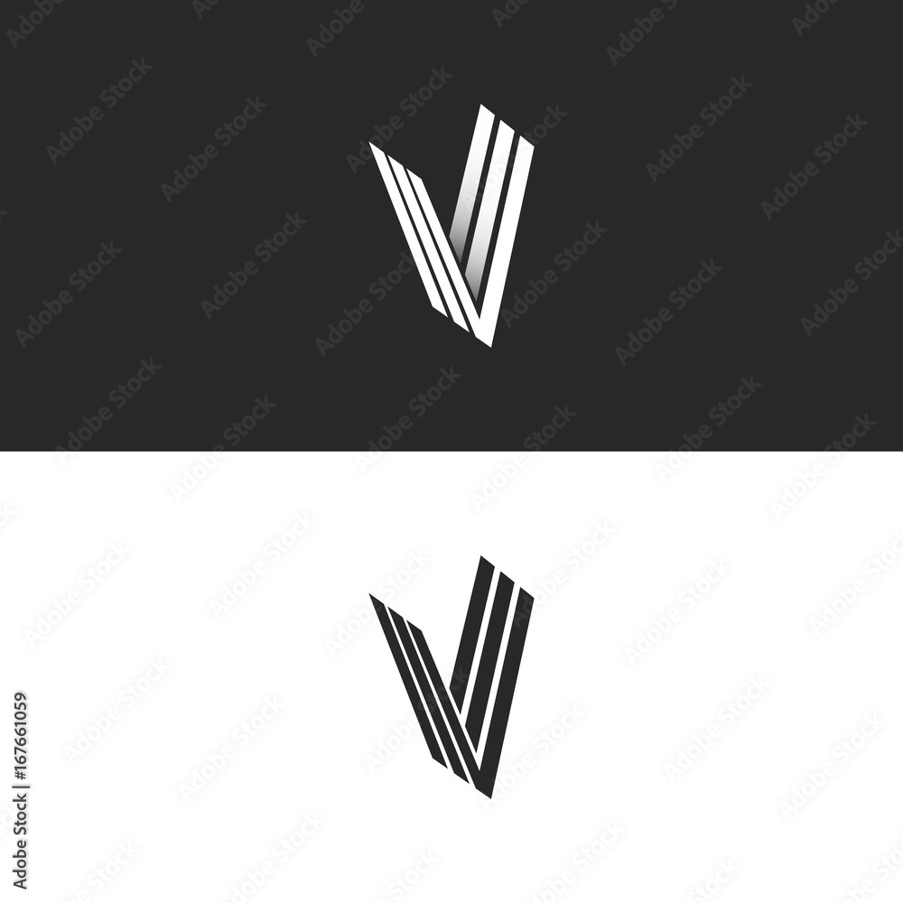 Letter V logo isometric monogram simple symbol, minimal perspective ...
