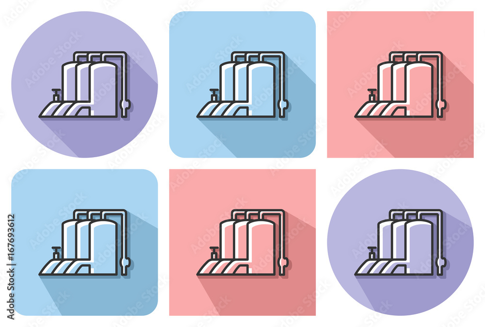Outlined icon of gas-distribution station with parallel and not ...