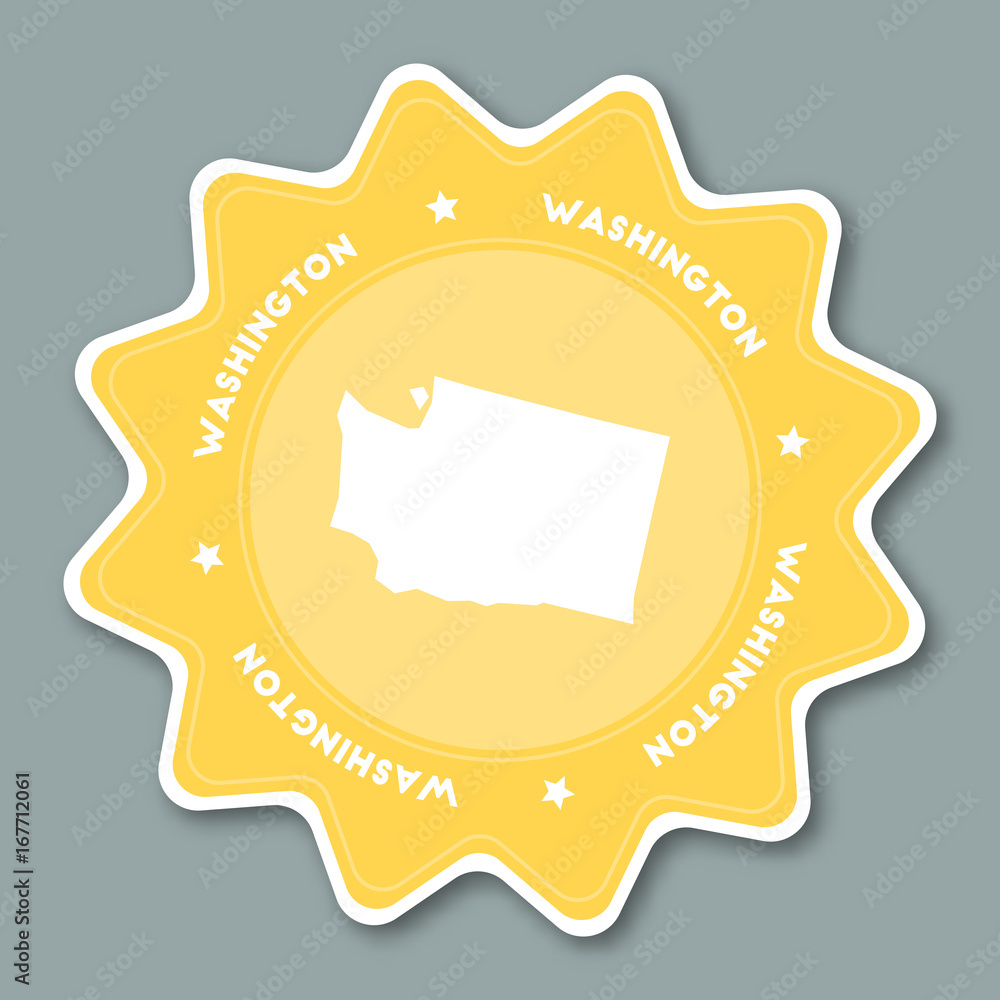 Washington map sticker in trendy colors. Travel sticker with US state ...