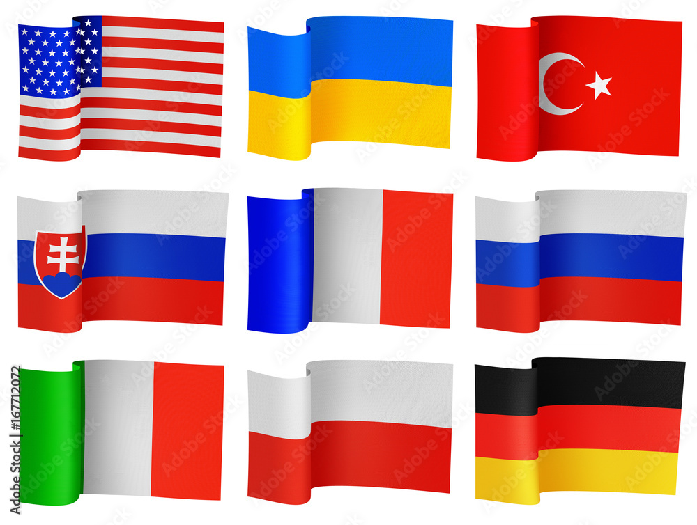 flags of the different countries Stock Photo | Adobe Stock