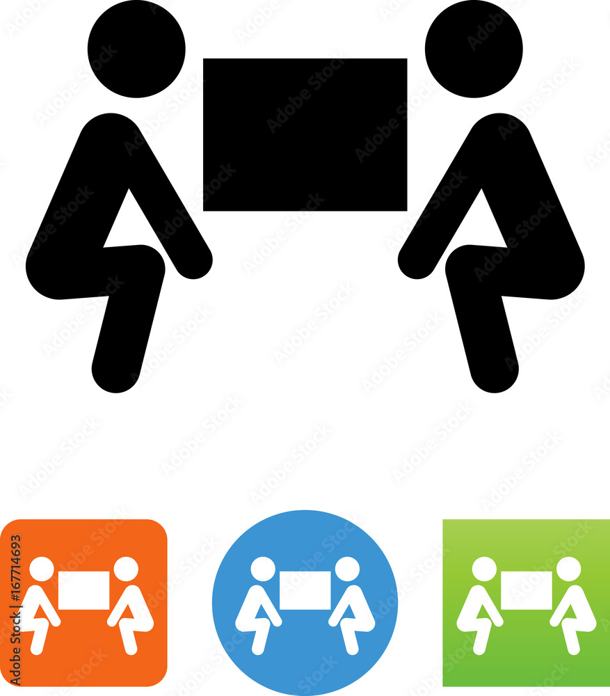Team Lifting Heavy Object Icon Stock Vector | Adobe Stock