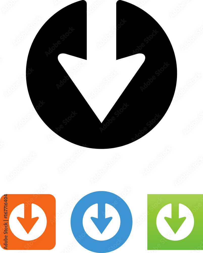 Vector Down Arrow In Circle Icon - Illustration Stock Vector | Adobe Stock