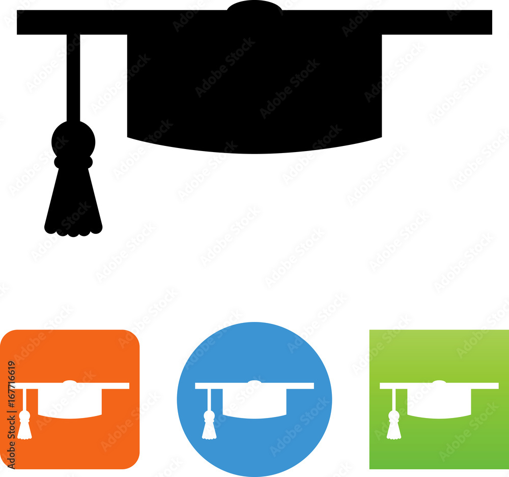 Vector Graduation Cap Icon - Illustration Stock Vector | Adobe Stock