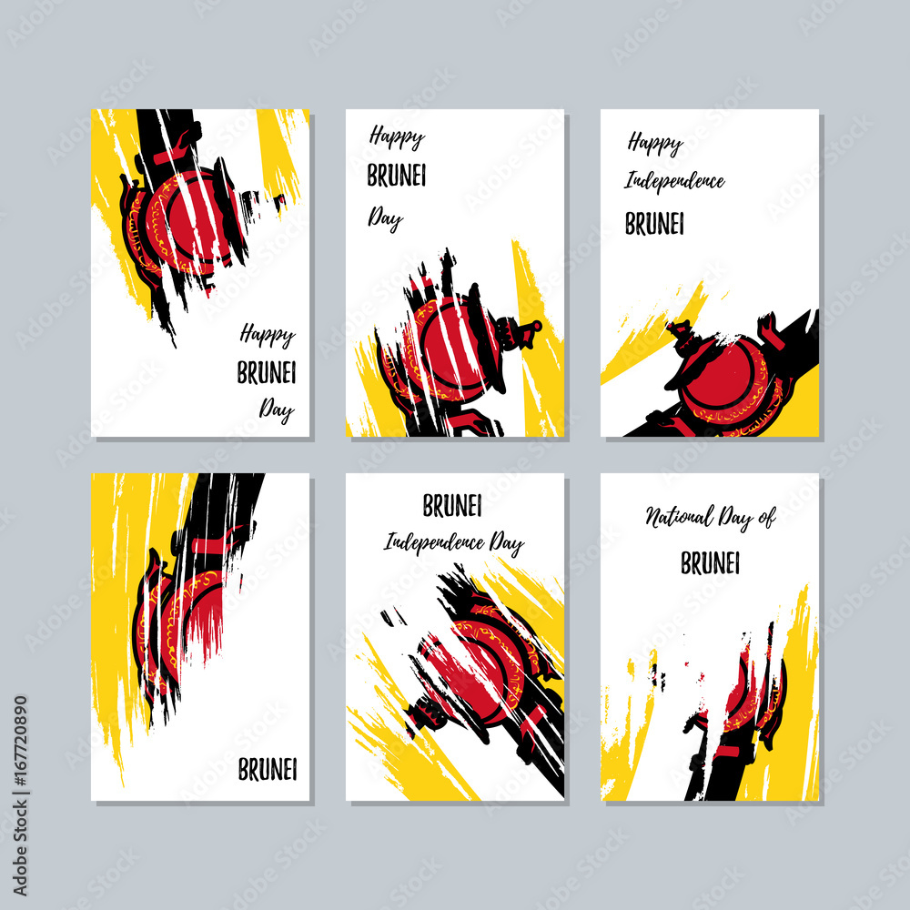 Brunei Patriotic Cards for National Day. Expressive Brush Stroke in ...
