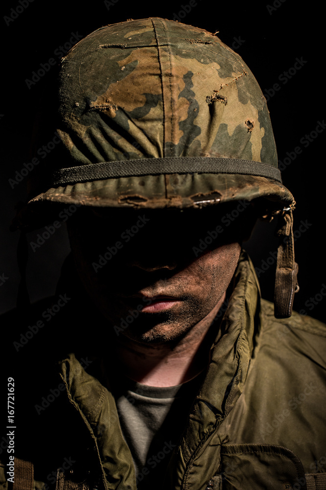 US Marine With Face In Deep Shadow - Vietnam War. Stock Photo | Adobe Stock