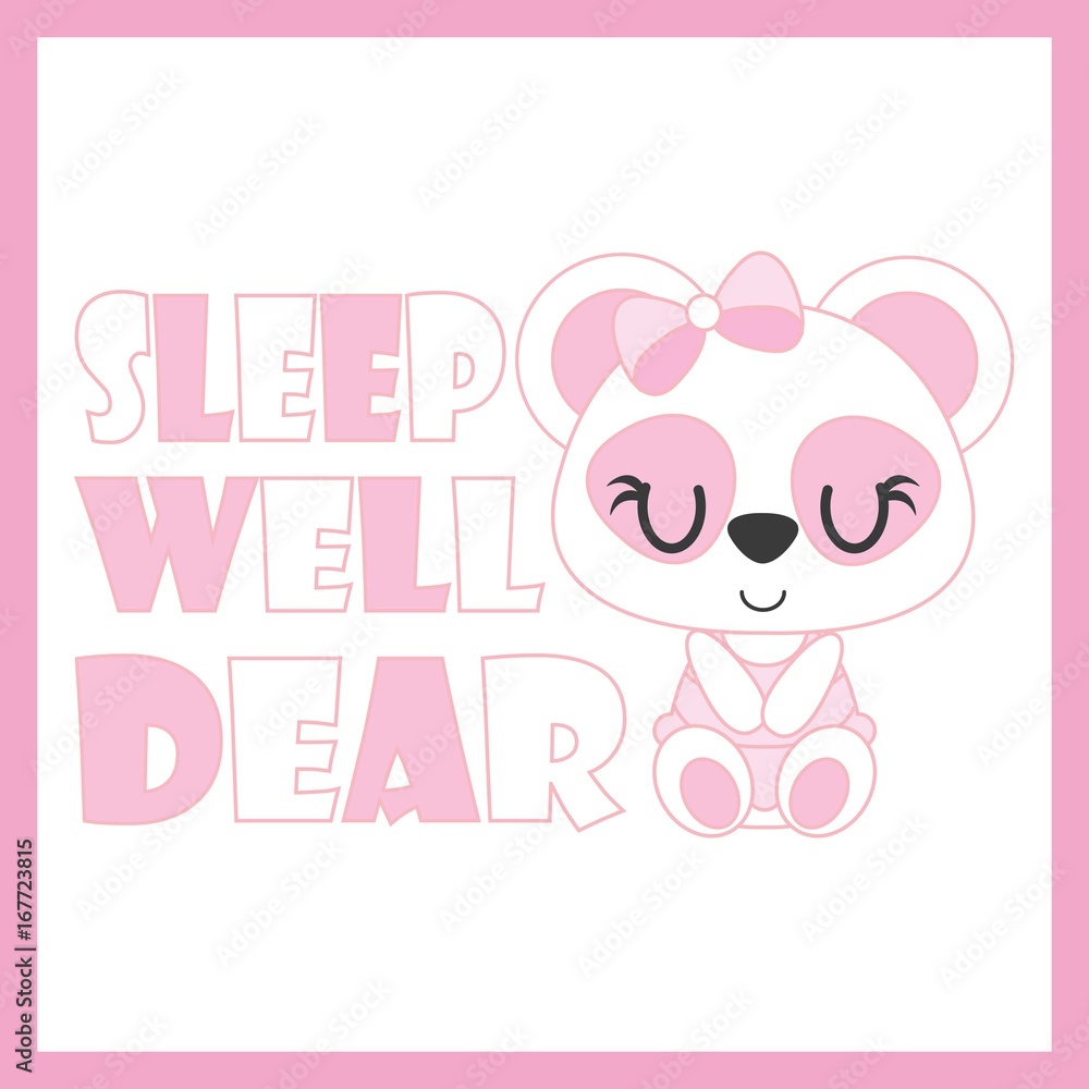 Cute baby panda sleep well vector cartoon illustration for baby shower ...