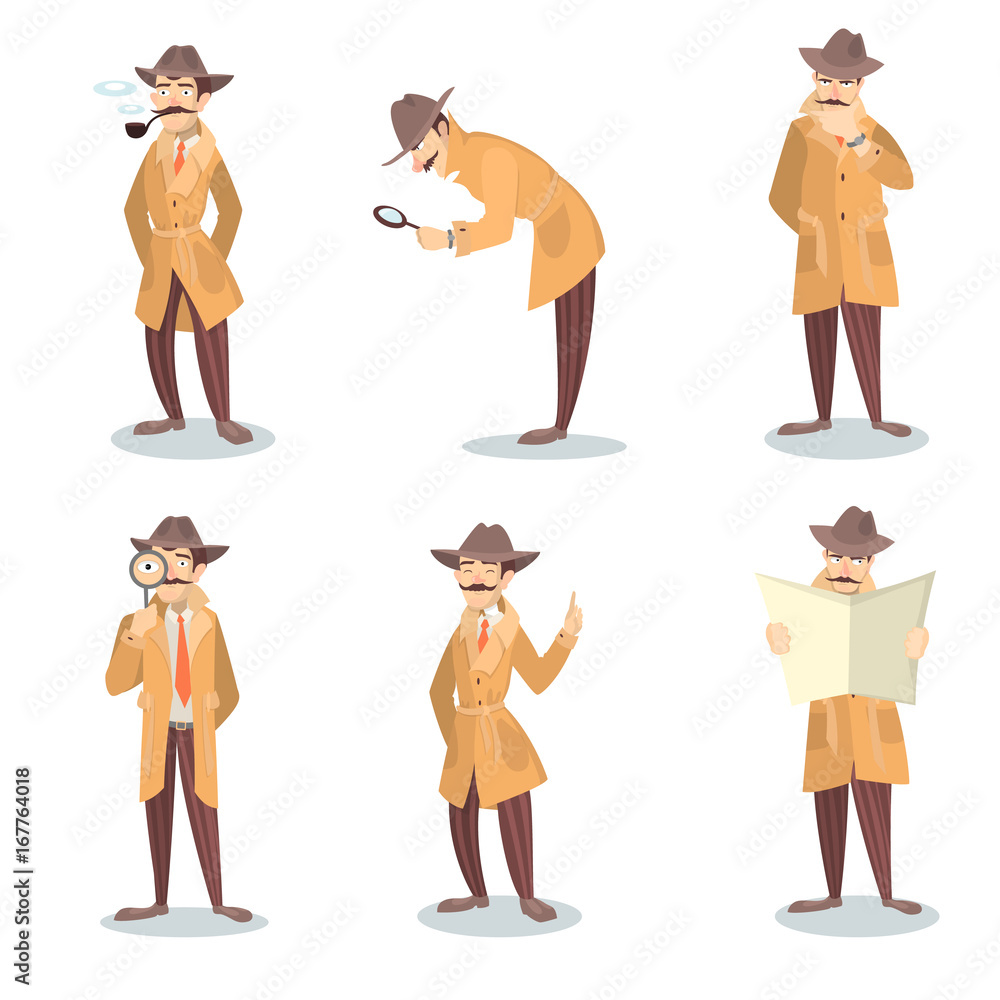 Isolated detective set. vector de Stock | Adobe Stock