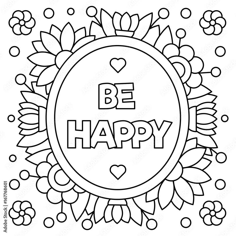 Be happy. Coloring page. Vector illustration. Stock Vector | Adobe Stock