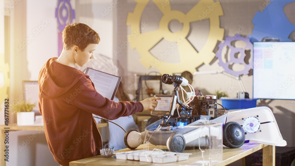 Boy Builds Fully Functional Robot with Bright LED Lights and Programs ...