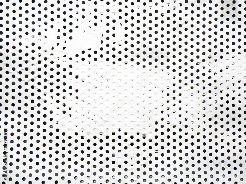 Round Hole Pattern Perforated Metal Grate; White Paint Clogging Holes ...
