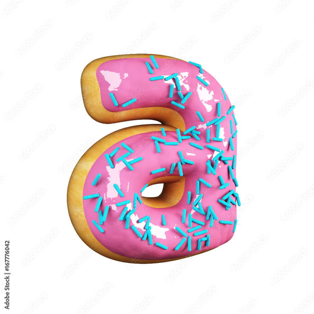 Rose Glazed Donut Font Concept with blue sprinkles. Delicious Letter A ...