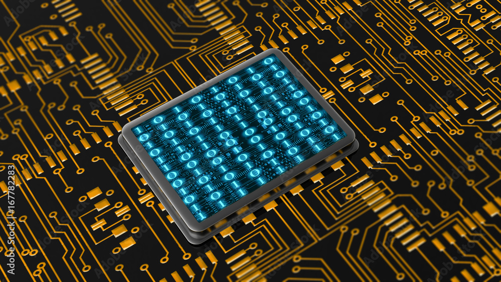 Microprocessor with binary code Stock-Illustration | Adobe Stock