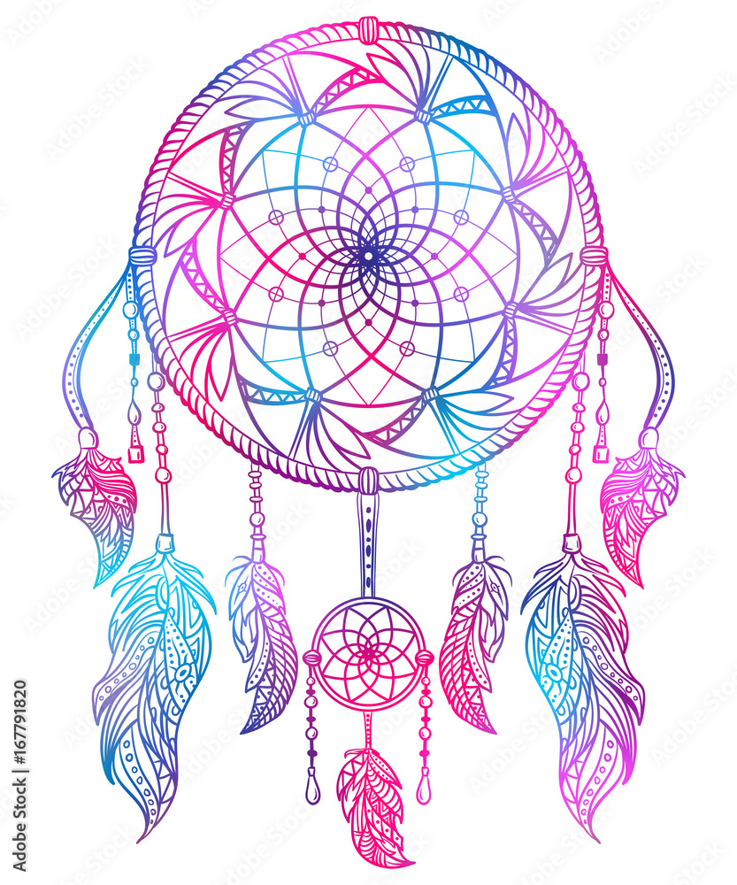 Colorful Dream Catcher Drawing
