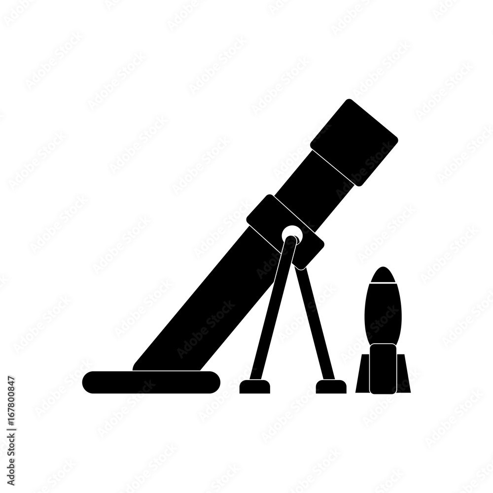 black vector icon on white background mortar and shell silhouette Stock ...