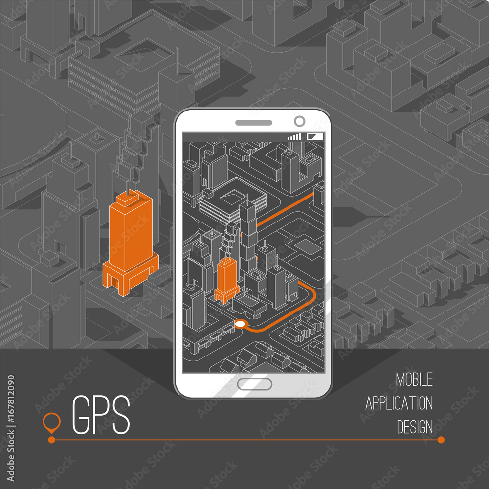 Mobile gps and tracking concept. Location track app on touchscreen ...