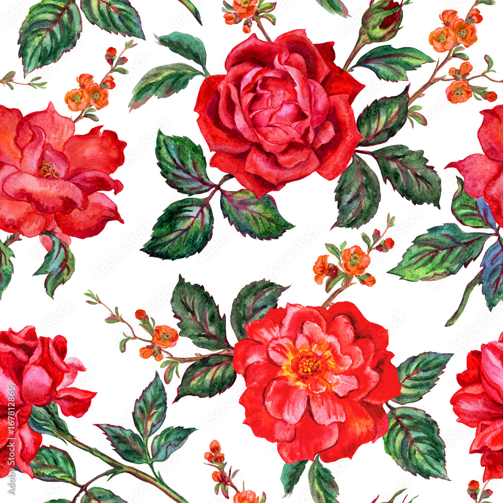 Red Rose Floral Pattern