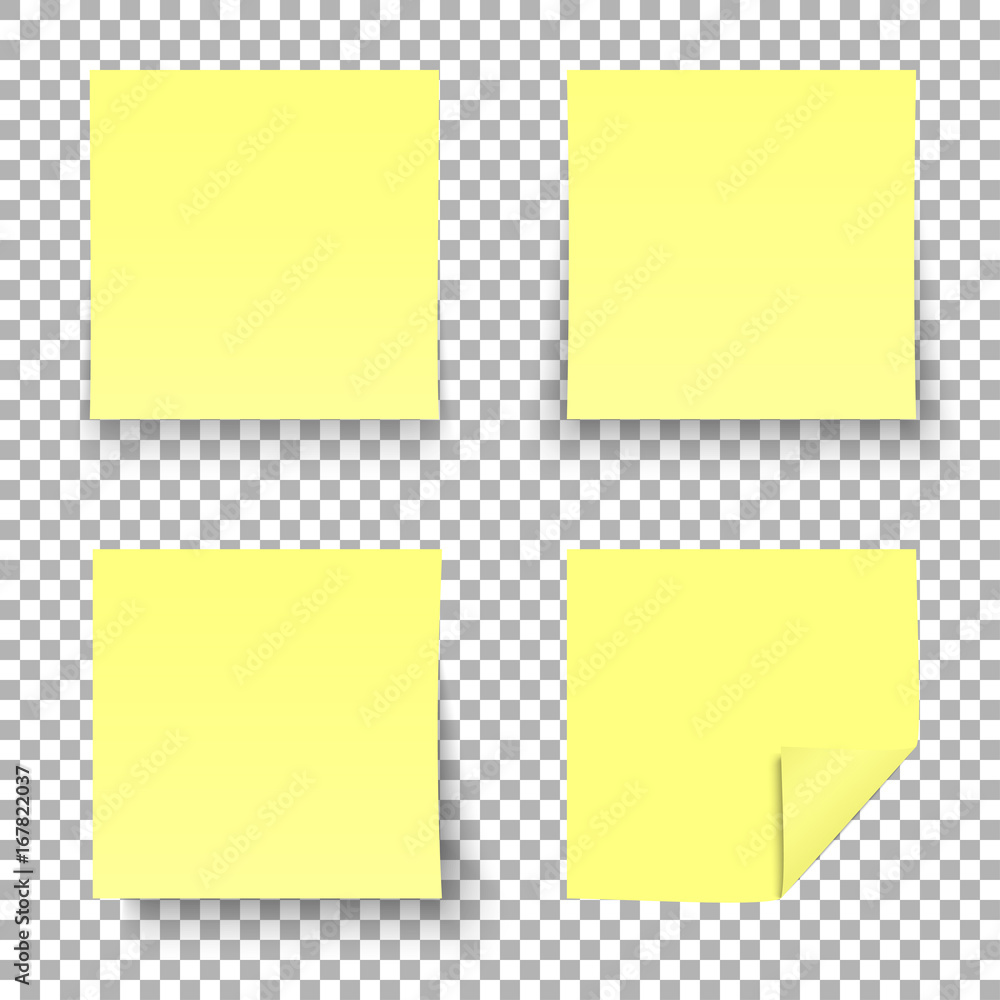 Yellow sticky notes isolated on transparent background. Vector ...
