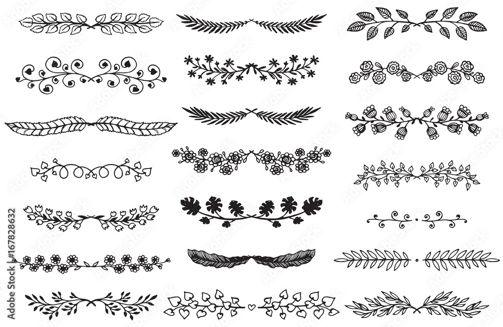 Vector collection of hand drawn borders in sketch style Stock Vector ...