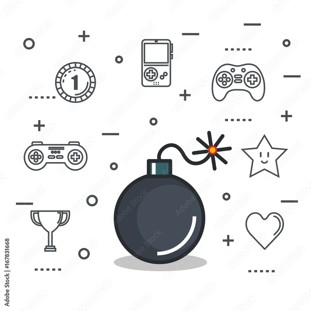 video game bomb explosive button icon vector illustration Stock Vector ...