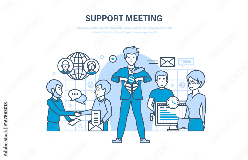 Support meeting. Communications, partnership, teamwork, collaboration ...