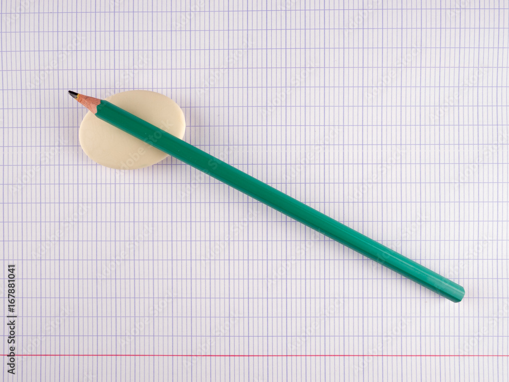 Paper pencil and eraser Stock Photo | Adobe Stock