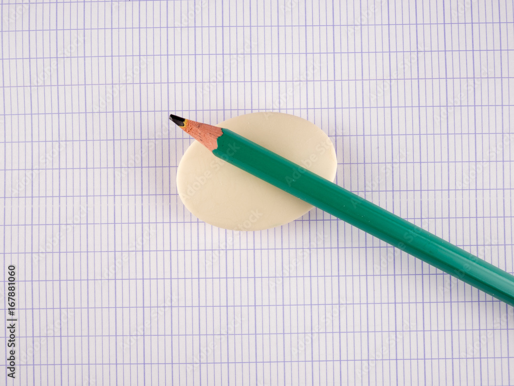 Paper pencil and eraser Stock Photo | Adobe Stock