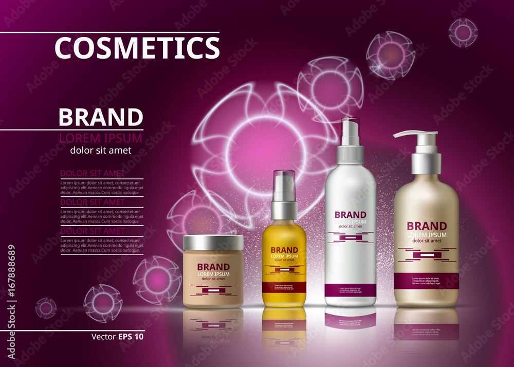 Digital Vector Realistic Cosmetics set collection packages. Hydrating ...