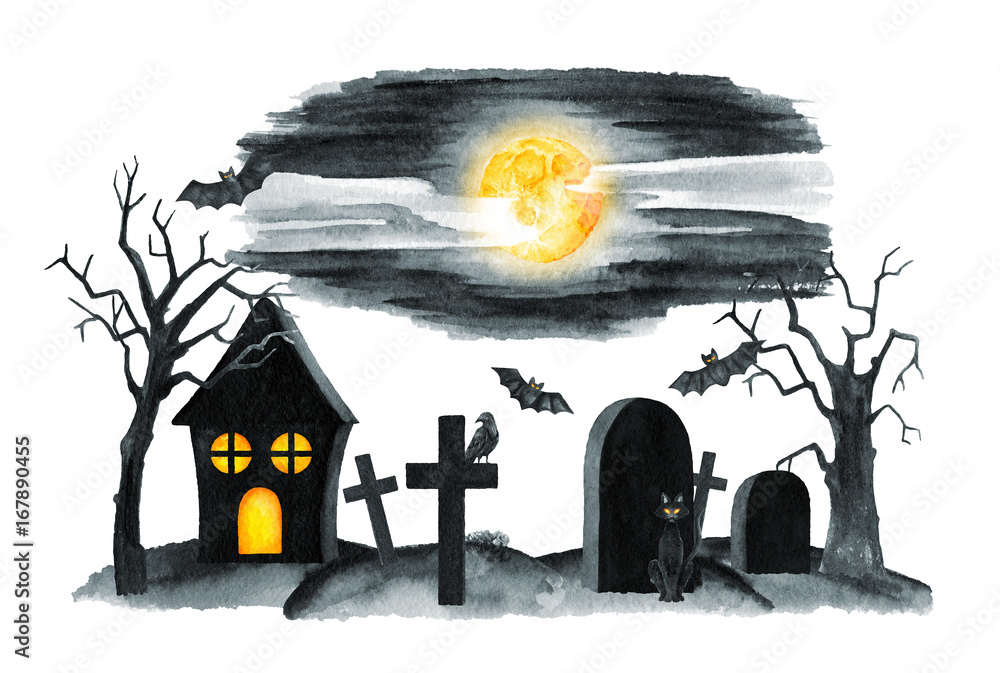 Creepy Graveyard Drawing