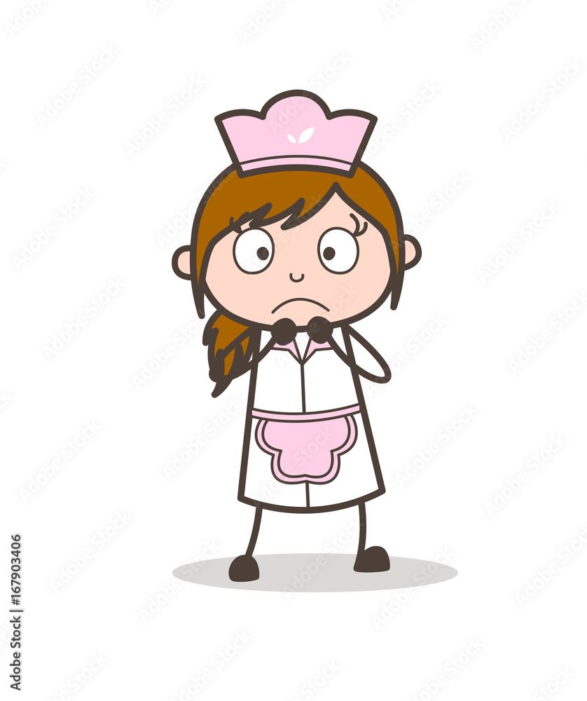Cartoon Waitress Scared Expression Vector Illustration Stock Vector ...