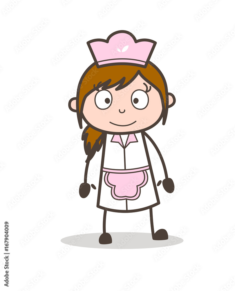 Cartoon Innocent Waitress Surprised Face Vector Stock Vector | Adobe Stock