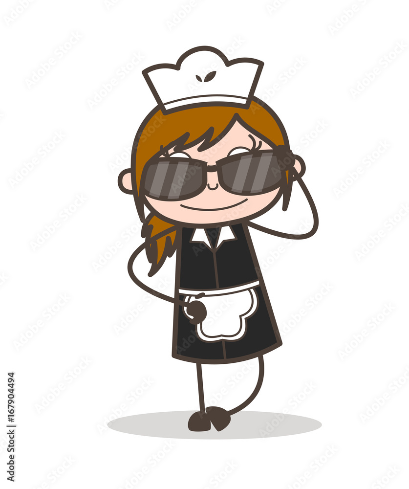 Cartoon Modern Female Servant Lifestyle Vector Illustration Stock ...