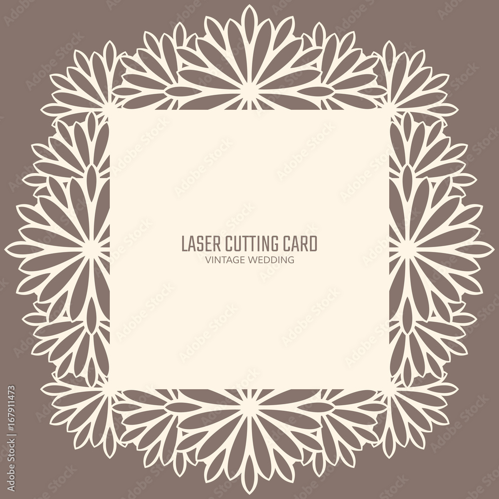 DIY laser cutting vector card. Wedding die cut invitation template ...