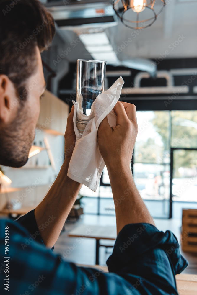 bartender cleaning glass Stock Photo | Adobe Stock