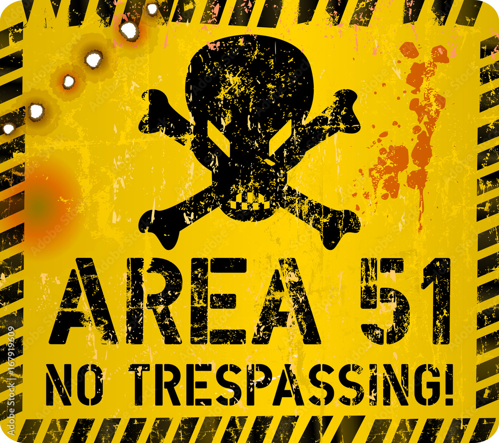 Area 51 sign.Web icon, restricted website area sign Grungy vector ...