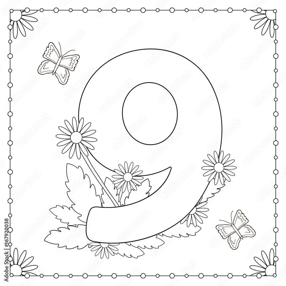 Nine Coloring Page