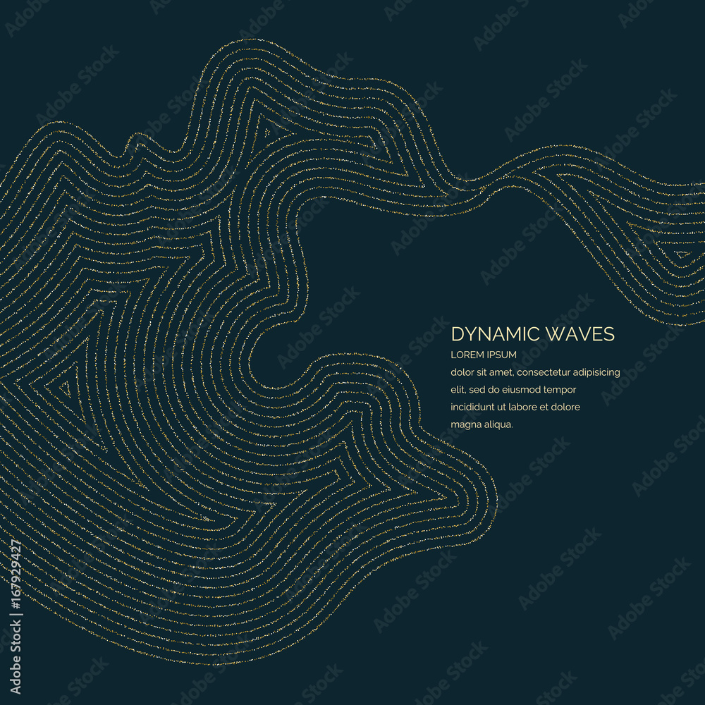 Vector illustration of a magic wave with shining particles of glitter ...