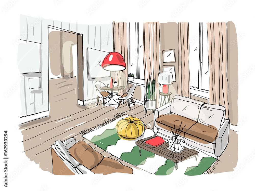 Living Room Background Drawing