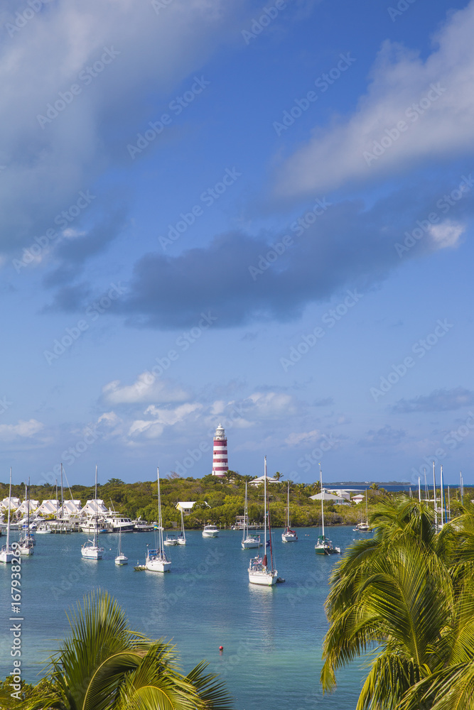 Bahamas, Abaco Islands, Elbow Cay, Hope Town, Elbow Reef Lighthouse ...