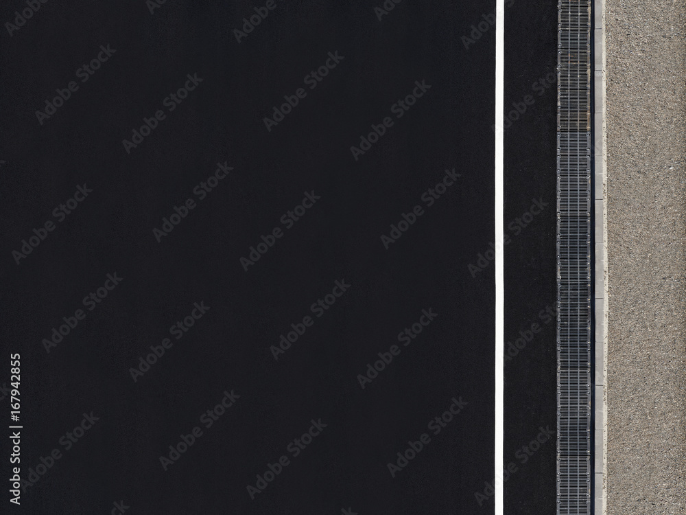 Highway background, roadside top view. Road view from above, black ...