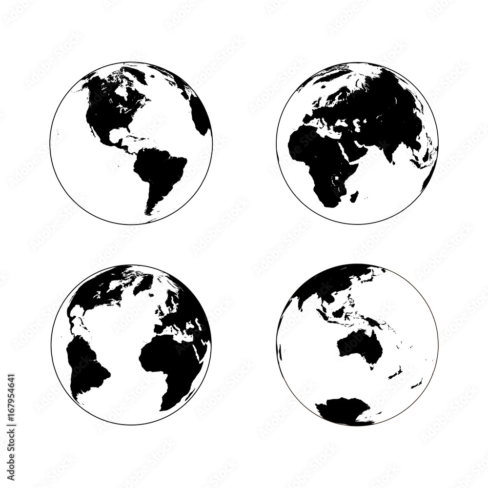 Earth Vector Art Black And White