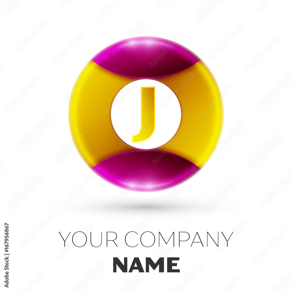 Realistic Letter J vector logo symbol in the colorful circle on white ...
