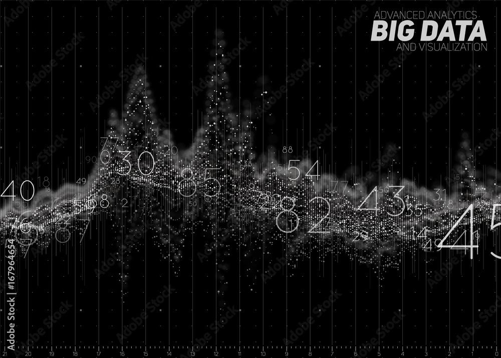 Vector abstract monochrome financial big data graph visualization ...