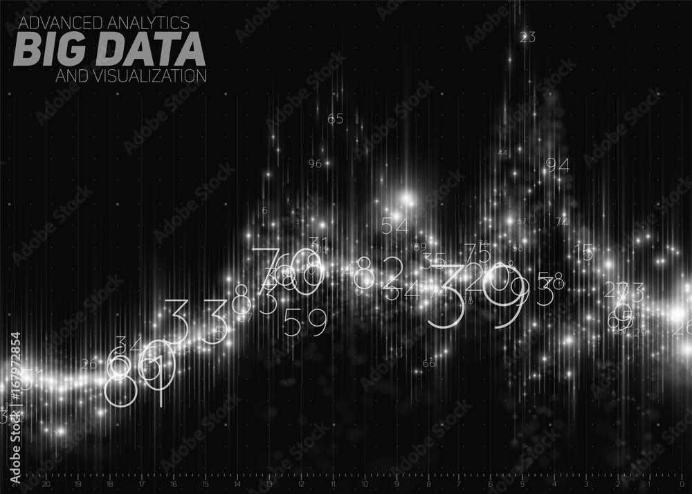 Vector abstract monochrome financial big data graph visualization ...