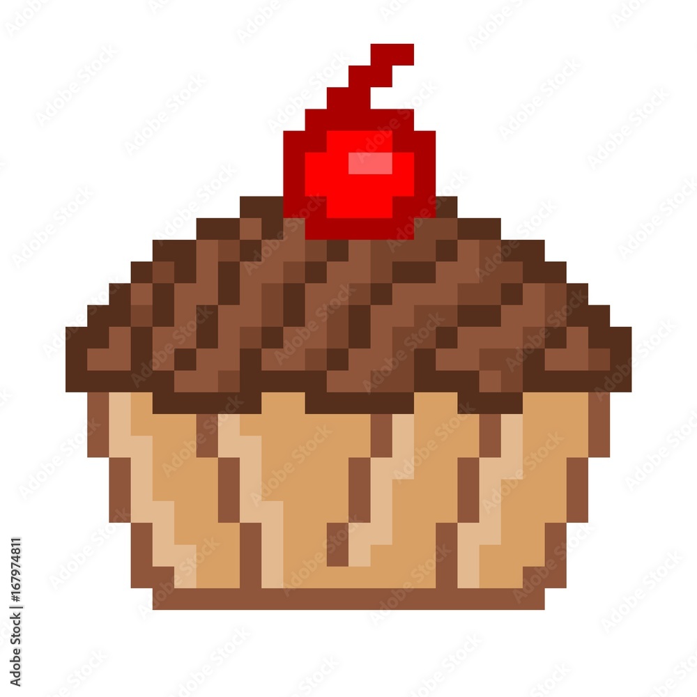 cupcake pixel art Stock Illustration | Adobe Stock